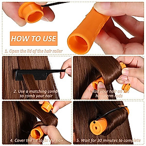CLIONE 60pcs Perm Rods Set for Natural Hair Plastic Cold Wave Rod Non-Slip Hair Rollers 0.87 Inch Orange Perm Rods for Long Short Hair Curling Rods Hair Perms for Women Hair Curlers DIY Tools