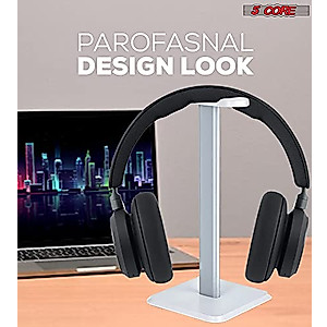 5 CORE Headphone Stand Headset Holder with Aluminum Supporting Bar Flexible ABS Solid Base for All Headphones Size HD STND (White)