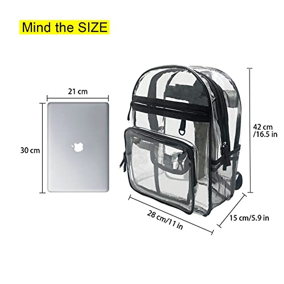 Enkrio Transparent bags Clear Backpack Heavy Duty See Through Backpack Stadium Approved Daypacks for Work Travel