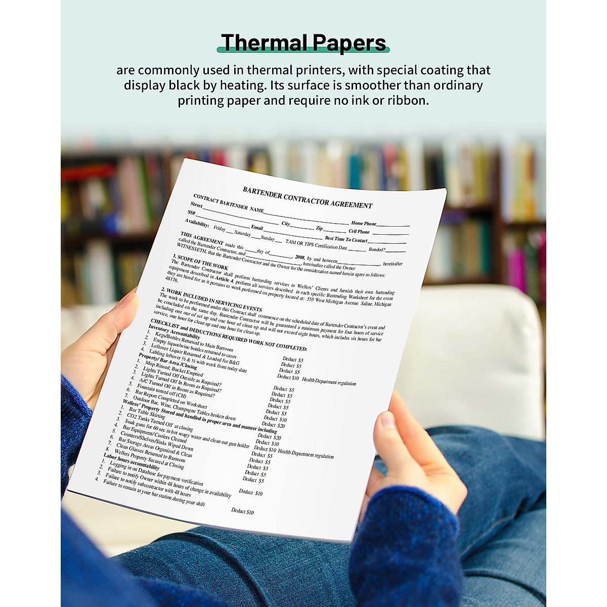 Itari US Letter Thermal Paper for M08F-Letter Portable Printer, Multipurpose Thermal Paper for Picture, Homework, Contract, 8.5" x 11" Size, 100 Sheets