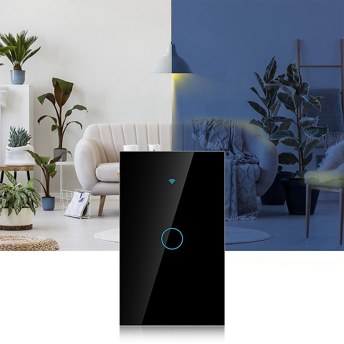 Dioche Smart Light Switch, Switch Single Circle for 1-Way AC for, Home or Nest 100-250V(Black)