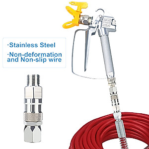 Airless Spray Gun Swivel Joint 1/4-Inch 360 Degrees Rotate Stainless Steel High Pressure Spray Gun Hose Swivel Joint Connector Compatible with Graco Paint Sprayers Hose