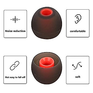 Earbuds Replacement Tips Silicone Earbud Tips Ear Gels Fit for Inner Hole from 3.8mm - 5.1mm Earphones 9 Pairs S/M/L Black-Red