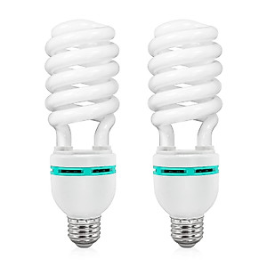 LimoStudio [2-Pack] 45 Watt, 6500K Fluorescent CFL Daylight Balanced Light Bulb for Photography Photo Video Studio Lighting, AGG2359