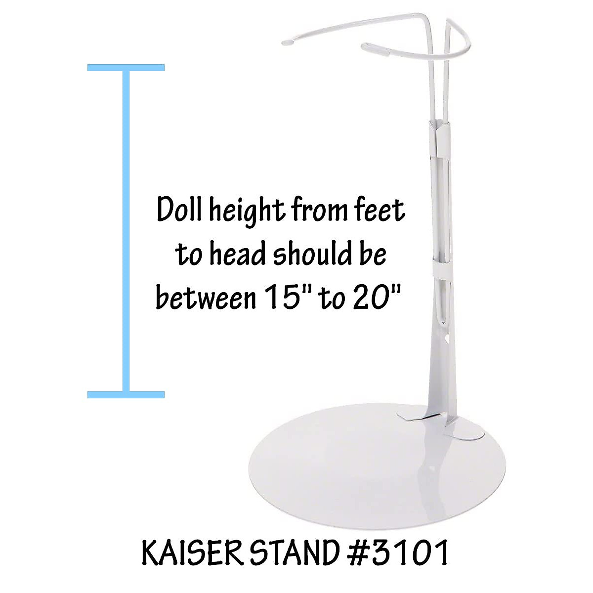 Kaiser Doll Stand 3101 - White Doll Stand for 15" to 20" chubby-waisted Dolls