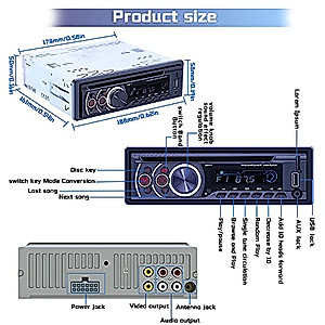 Single Din Car Stereo with DVD Player MP3 Car Radio CD Player with Bluetooth FM Receiver, USB/AUX/TF Card & Remote Control