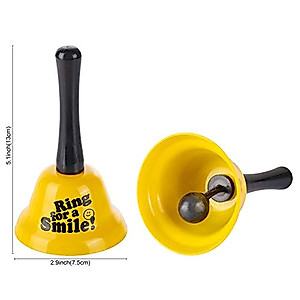 VABNEER Hand Bell Metal Tea Bell Service Bell Gold Hand Bell School Small Hand Bell for Adults (Yellow)
