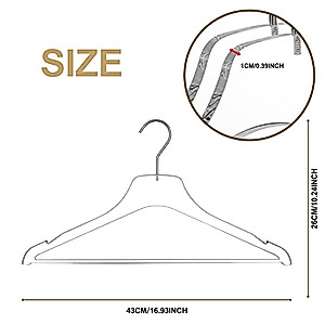 Quality Acrylic Clear Lucite Hangers 20-Pack with Bar Chrome Hooks for Clothes, Pants, Suit Jackets, Coats, and Shirts, Closet and Wardrobe Organization (Chrome/Gloss Silver Hook, 20)