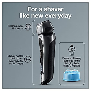 Braun Electric Razor for Men, Series 8 8467cc Electric Foil Shaver with Precision Beard Trimmer, Cleaning & Charging SmartCare Center, Galvano Silver