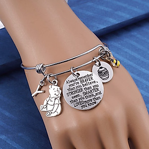 Kvekstio Inspired by Classic Pooh Bear Bracelet Jewelry Gifts for Women with Bee, Hunny, Pooh Bear Charm, Initial Y