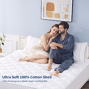 Sunflower Queen Mattress Pad, Hypoallergenic Cotton Mattress Cover, 18-22" Extra Deep Pocket Quilted Protector, Breathable&Noiseless