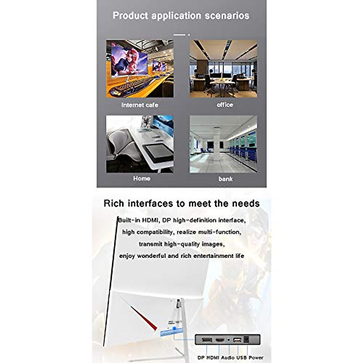 YILANJUN Monitor, Display, 24272832 Inch CurvedStraight Screen 6075144240 Hz WhiteBlack-redBlack (Multiple Specifications), 32-inch curved gaming 2K75hz1K144hz white