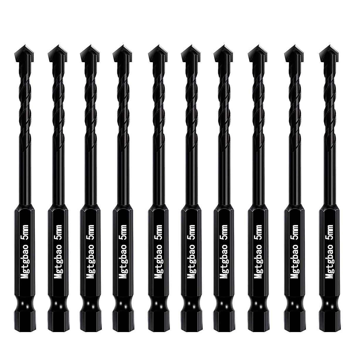 Mgtgbao 5MM Masonry Drill Bits, 8PC 3/16” Concrete Drill Bit Set for Tile,Brick, Plastic and Wood,Tungsten Carbide Tip Best for Wall Mirror and Ceramic Tile.