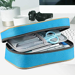 TTVALLEY Portable Pencil Case Large Capacity Pencil Pouch Pen Bag for Girl Boy Men Women (Blue)