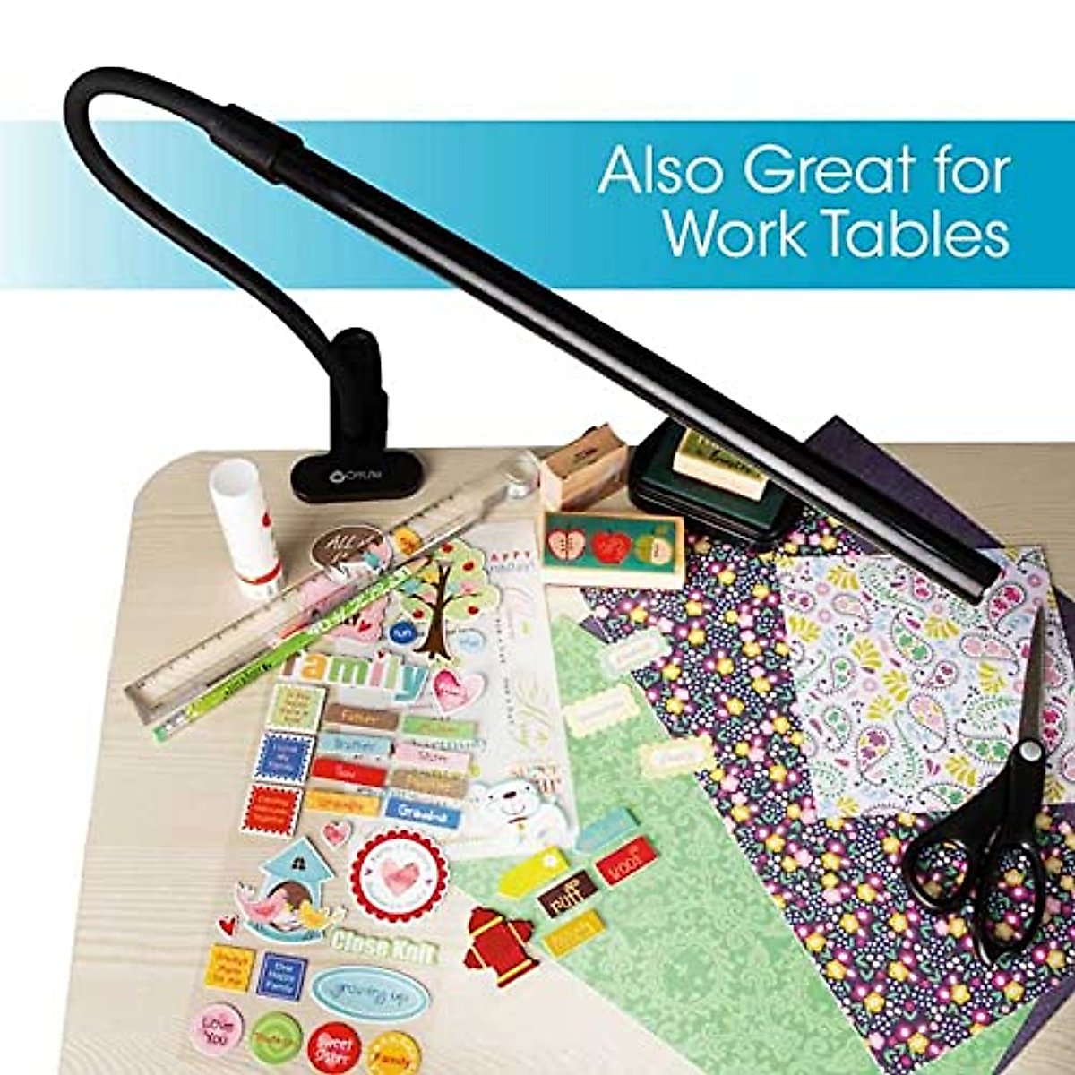 OttLite Easel Clip-On LED Easel Lamp with ClearSun LED Technology - Sturdy Clip Light with On/Off Switch Cord - Adjustable & Flexible Neck for Precise Lighting, Piano, Computer Desks, Shelves & Tables