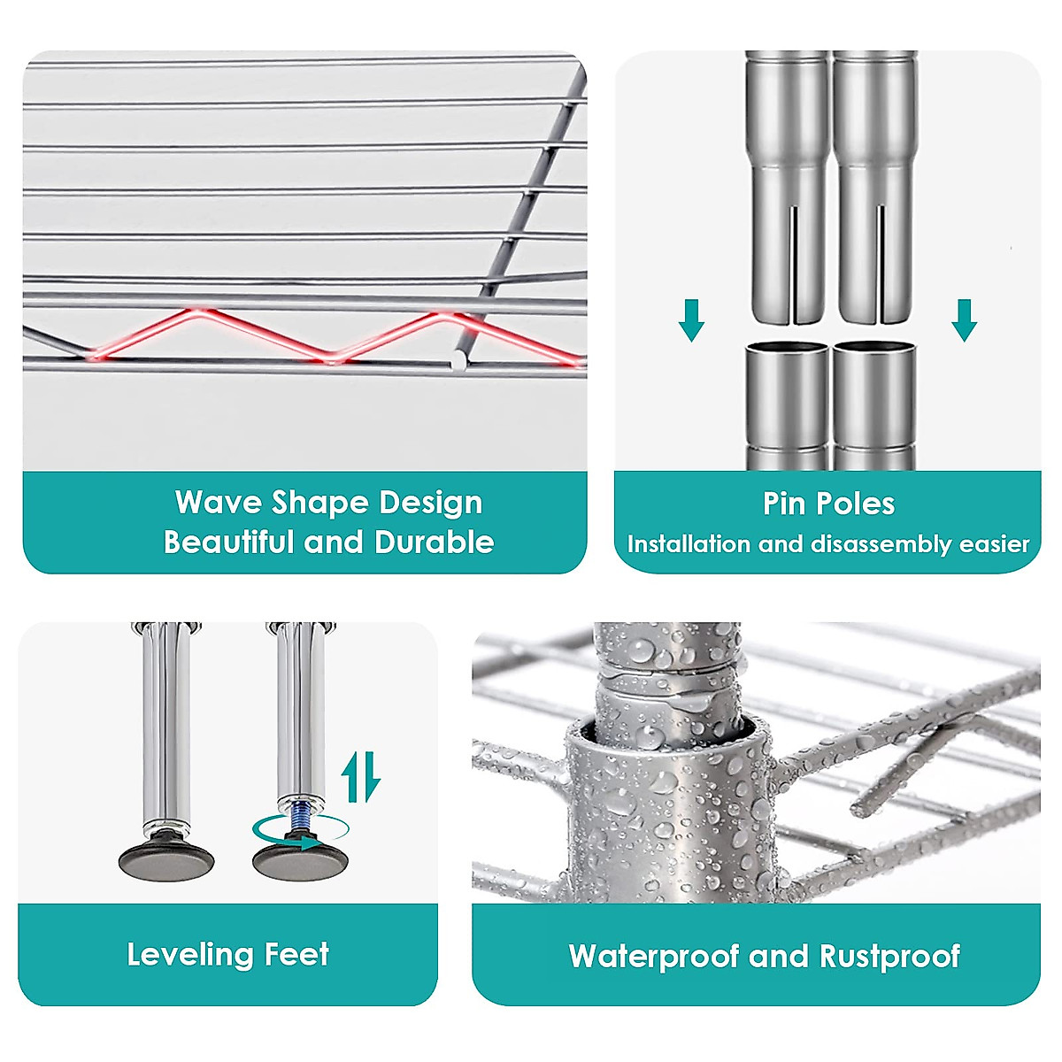 ANTSKU 3-Tier Adjustable Shelving Unit, Metal Wire Rack with Leveling Feet, Standing Storage Shelf for Laundry, Bathroom, Kitchen, Pantry, Closet (12" D x 12" W x 23.5" H, Chrome)