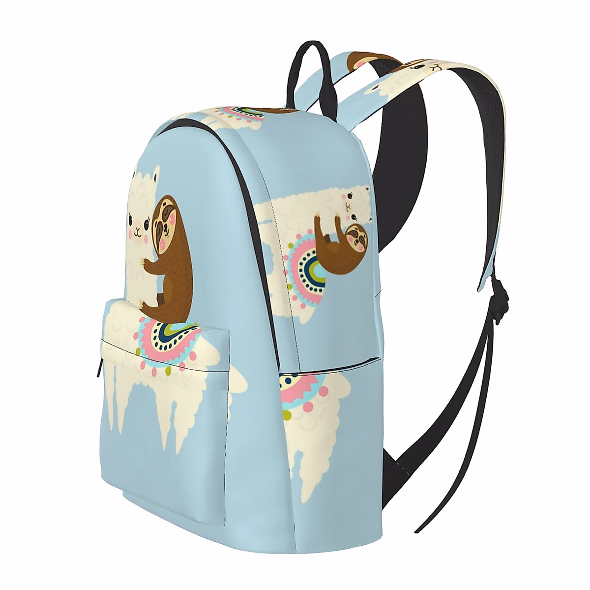 Delerain 16 Inch Backpack Alpaca Llama Sloth Laptop Backpack School Bookbag Travel Shoulder Bag Casual Daypack