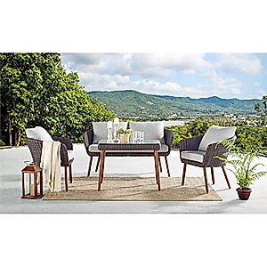 Athens All-Weather Wicker Outdoor 26" H Cocktail Table with Glass Top