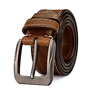 HOLMANSE Italian Full Grain Leather Casual Jean Belt Men Genuine Real Leather Western Golf Cowboy Belt Gift Box Packaging