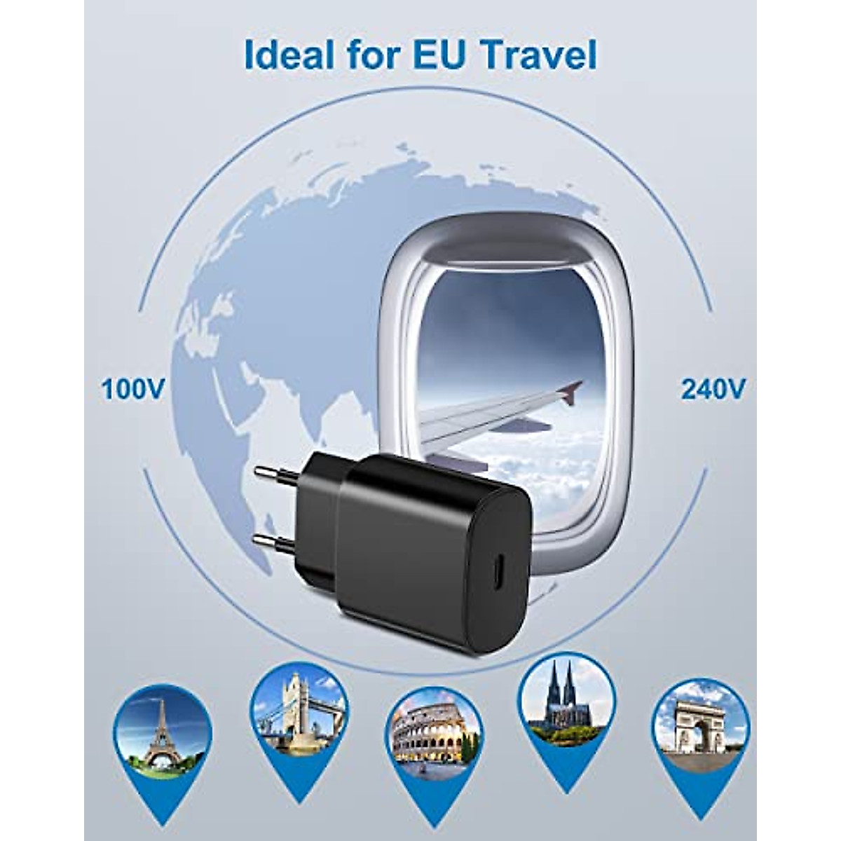 S23 S22 S21 Super Fast Charger Type C, European EU Travel Plug Adapter, 25W PD/PPS USB C Fast Wall Charger Block & 6FT Long Fast Charging Cable for Samsung Galaxy S23/S23 Ultra/S22/S22 Ultra/S21+/Note