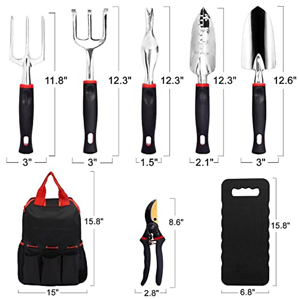 MECHREVO 10 Pcs Garden Tool Set, Sturdy Gardening Tool Set for Beginner and Gardener, with Durable Tote Bag, Comfortable Ergonomic Handle, Ideal Gardening Gift for Women and Men, Easy to Use