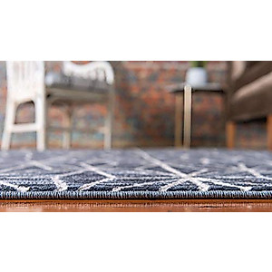 Unique Loom Uptown Collection by Jill Zarin Collection Geometric Modern Navy Blue Area Rug (8' 0 x 10' 0)