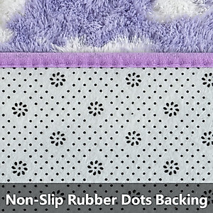 Litopyo Fluffy Bedroom Rug Carpet, 6x9 Ft Shaggy Area Rugs for Living Room, Kids Girls Room Rug, Non-Slip Indoor Plush Rug for Baby Boys Cute Nursery Rug Home Decor, Purple and White Rug