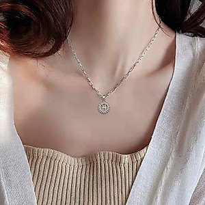 S925 Sterling Silver Zodiac Sign Necklace 12 Constellation Astrology Paperclip Chain Necklace for Women Pisces (2.19-3.20)