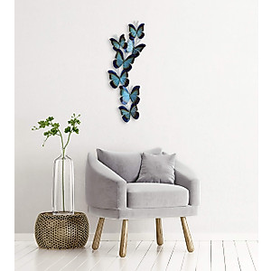 T.I. Design Blue Butterflies Contemporary Metal Wall Decor