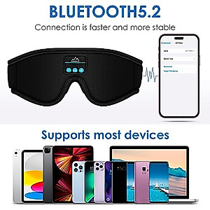 Sleep Eye Mask Bluetooth Headphones - 3D Bluetooth 5.2 Headband Sleeping Headphones Comfy Side Sleeping Cool Tech Gadgets Stocking Stuffers for Men Women Wife Husband Dad Mom Father Mother Teens