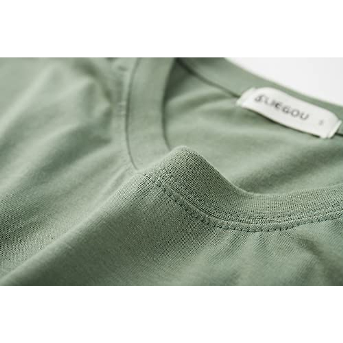 KLIEGOU Mens 100% Cotton Hipster Hip Hop Crewneck T-Shirt with Zip Pocket (TS216 Light Green, Small)