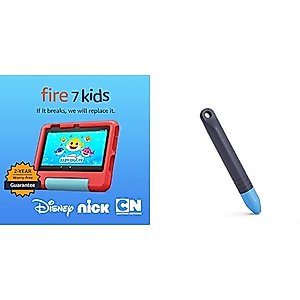 Fire 7 Kids Tablet (16GB, Red) + Kids Stylus