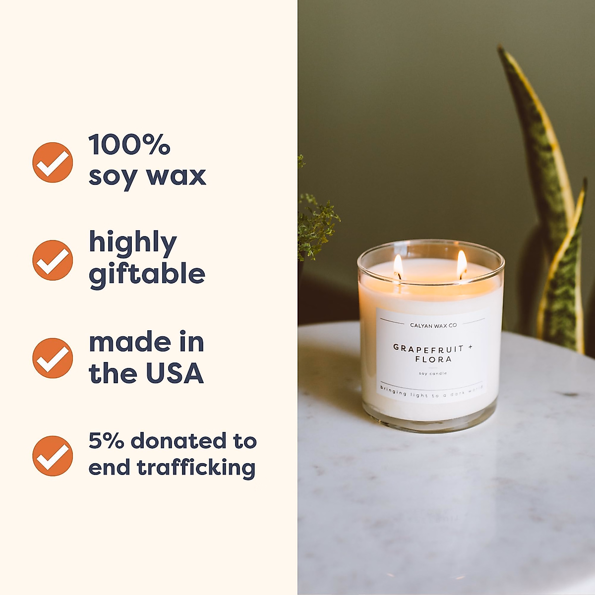 Calyan Wax Co. 2 Wick Candle, Cedar + Tobacco Scented Candle, 37 Hour Burn Time, Aromatherapy Soy Candles, Non Toxic & Vegan Soy Wax, Glass Tumbler Scented Candles, 12.5oz