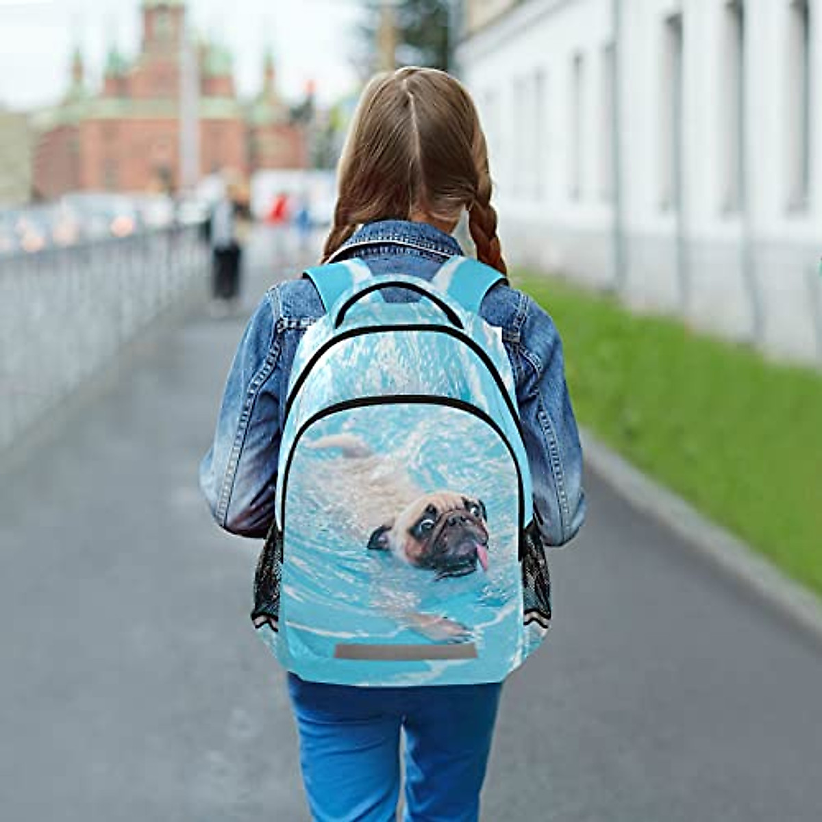 ALAZA Happy Cute Pug Dog Backpacks Travel Laptop Daypack School Book Bag for Men Women Teens Kids one-size