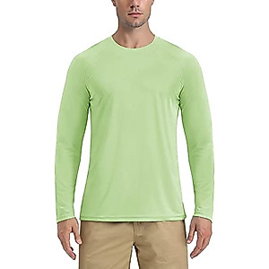 Boladeci Swim Shirts for Men UPF 50+ Sun Protection UV Shirts Long Sleeve Summer Clothing SPF Beach Swimming Tee Tops Rash Guard Light Green 2XL