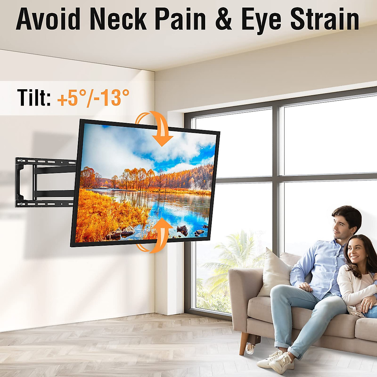 ELIVED Long Extension TV Mount for Most 37-75 Inch TV, Full Motion Wall Bracket with 29.5 inch Long Arm Articulating TV Wall Mount, Max VESA 600x400mm, Holds up to 88lbs, fits Wood Studs 12"-24".