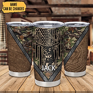 Hyturtle Personalized Hunting Gifts For Men - Deer Hunting Tumbler 20 Oz Travel Coffee Mug Stainless Steel - Fathers Day Hunting Gift For Dad, Him, Boy, Husband, Hunters From Son, Wife On Birthday
