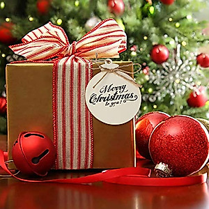 OurWarm 50pcs Round Christmas Wooden Ornaments for Crafts, 4" Unfinished Wood Ornaments Blank Predrilled Natural Wood Slices, DIY Christmas Tree Ornaments Hanging Decorations