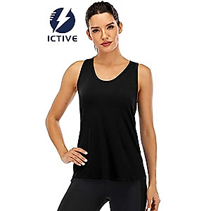 ICTIVE Workout Tank Tops for Women Sleeveless Yoga Tops for Women Mesh Racerback Backless Running Gym Shirts Black S