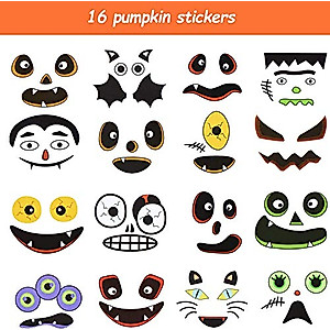 32 PCS Halloween Foam Pumpkin Craft Kit and Pumpkin Stickers for Halloween Kids DIY Craft Party Trick or Treat Party Favors Decorations (Cute Pumpkin)