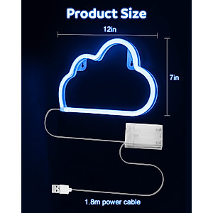 Aclorol Cloud Neon Signs Neon Light Sign for Wall Decor Battery/USB Powered Led Cloud Lights Blue for Aesthetic Room Dec, Bedroom, Kids Room, Living Room Party Wedding（Batteries Not Included)