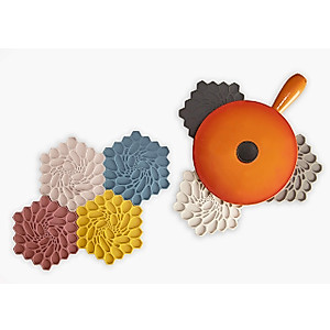 modern-twist 7 x 7" Hive Silicone Trivet, Heat Resistant Up To 675°F, Non Slip, Protects Table From Heat, Cloud, Pack of 1