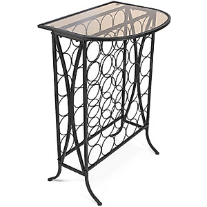 Sorbus Wine Rack Stand Bordeaux Chateau Style with Glass Table - Holds Bottles of Wine - Elegant French Style Wine Rack to Compliment Any Space - Minimal Assembly (Wine Stand - 30 Bottles)