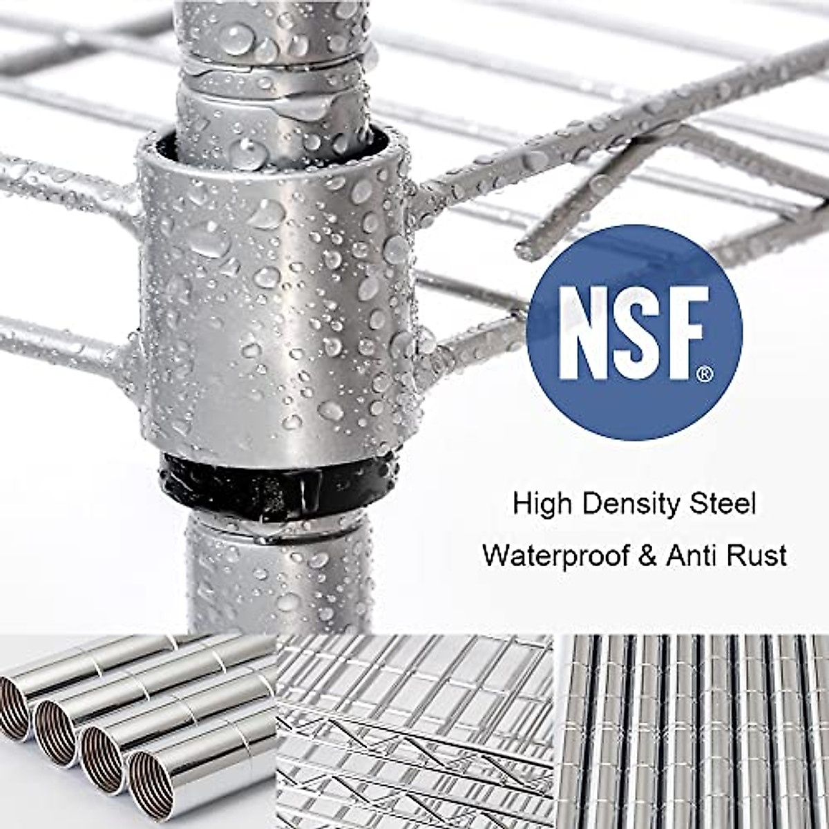 BNSPLY 3 Tier Wire Shelving Unit, Adjustable Wire Rack, Metal Storage Shelves for Kitchen, Pantry, Laundry, Bathroom, Closet (13.5" D x 23" W x 31.5" H, Chrome)