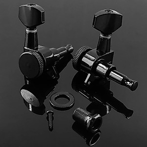 LifCratms 6 Pcs Black Locking Tuners 6 Inline, Sealed Guitar Tuning Pegs Keys Machine Heads Set for Fender Stratocaster Strat Telecaster Tele Style Electric Guitar