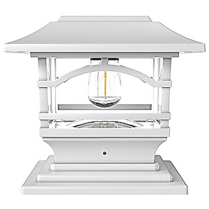 Davinci Lighting Edison Solar Outdoor Post Cap Lights - 4x4 5x5 6x6 - Bright LED Light for Fence Deck Garden or Patio Posts - Pearl White (1 Pack)