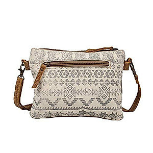 Myra Bag Floral Upcycled Canvas & Cowhide Leather Small Crossbody Bag S-1219