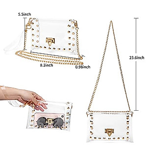 YikuStyle Clear Purse Stadium Approved,Small Clear Crossbody Bag for Women,Fashion See Through Clutch Shoulder Bag