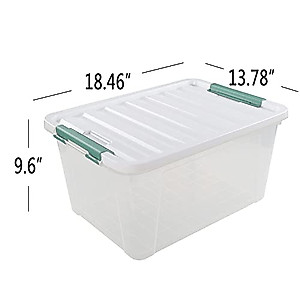 Xowine 6-Pack Clear Plastic Storage Boxes, 35 L Plastic Storage Bins with Lids