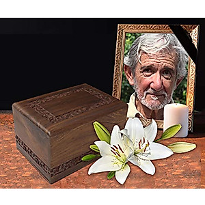 Bogati Hand Carved Rosewood Urn with Border Design (X-Large)